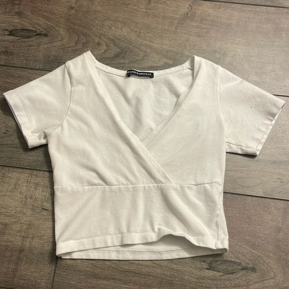Brandy Melville | Tops | White Beandy Melville Tight Cross Top | Poshmark